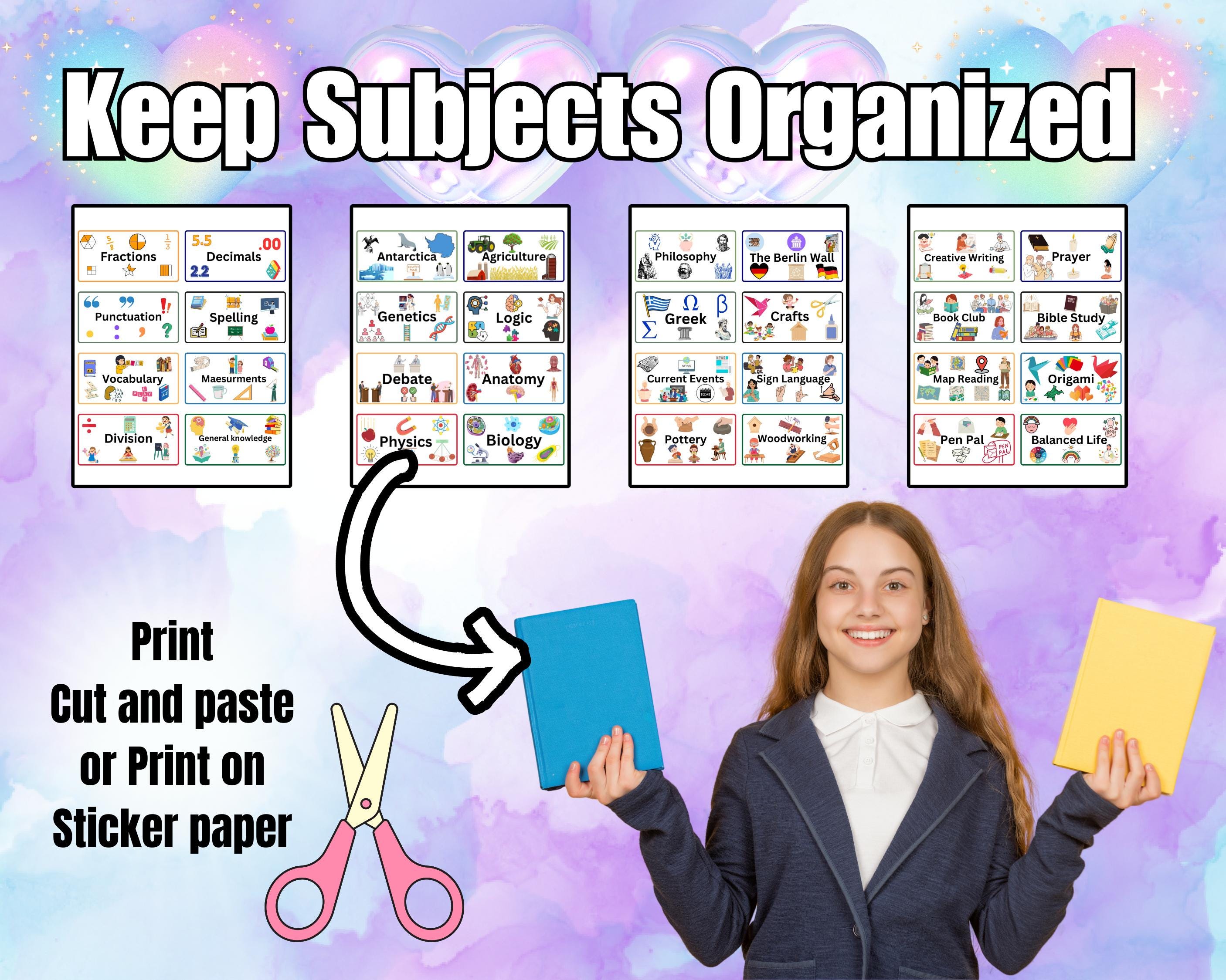 300 Subject Labels: Printable Labels for Homeschool. Instant Download ...