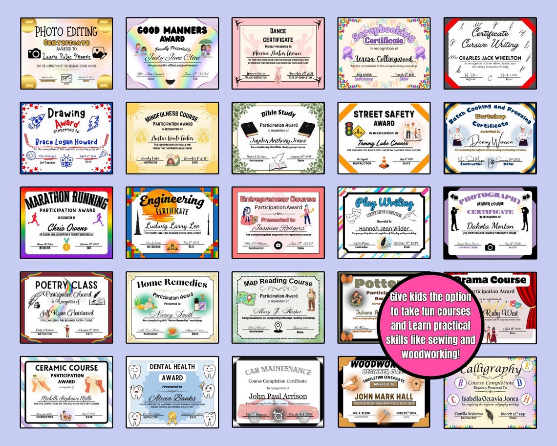 Printable Kids Certificates and Awards: 120+ Homeschool Templates ...