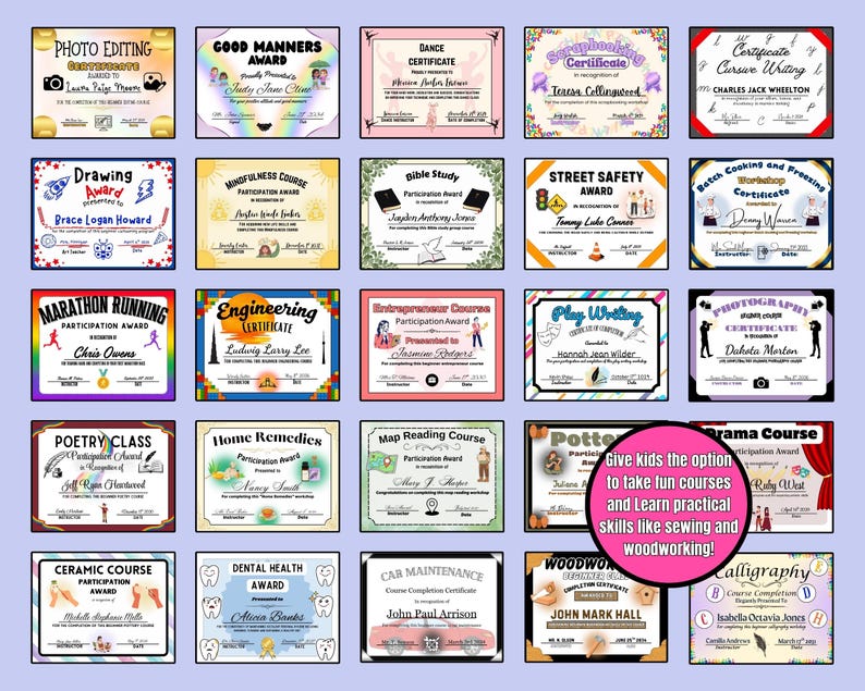 Printable Kids Certificates and Awards: 120+ Homeschool Templates ...