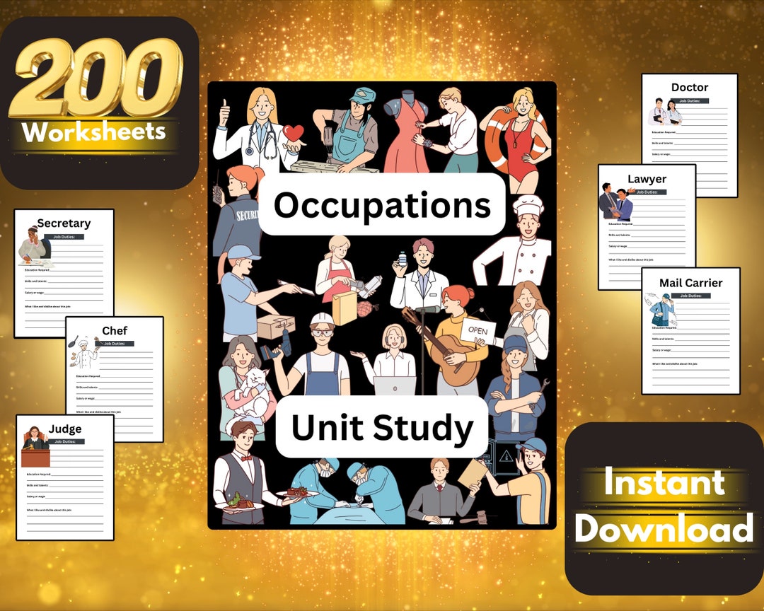 Occupations Unit Study. 200 Printable Worksheets for Kids to Research ...