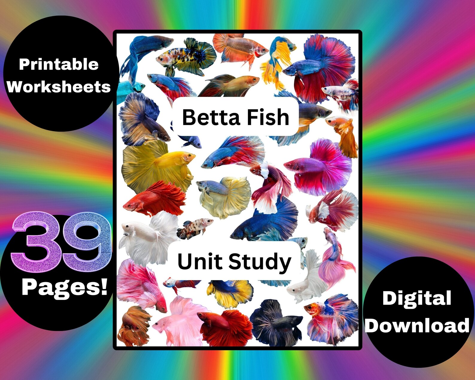 Betta Fish Unit Study: Pet Care Worksheets, Grades 1-8 (printable ...