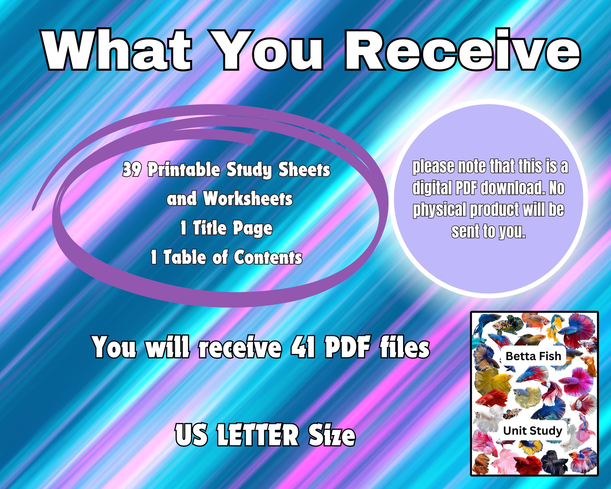 Betta Fish Unit Study: Pet Care Worksheets, Grades 1-8 (printable ...