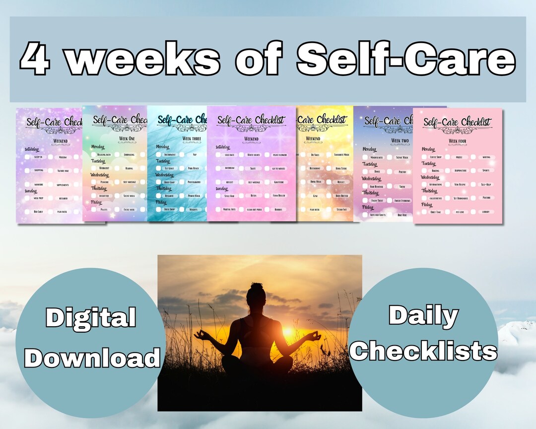 4 Week Daily Self-care Checklist Plan. Self-love Gift. A Self ...