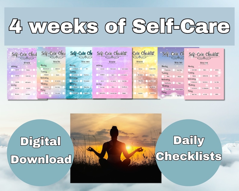 4 Week Daily Self-care Checklist Plan. Self-love Gift. A Self ...