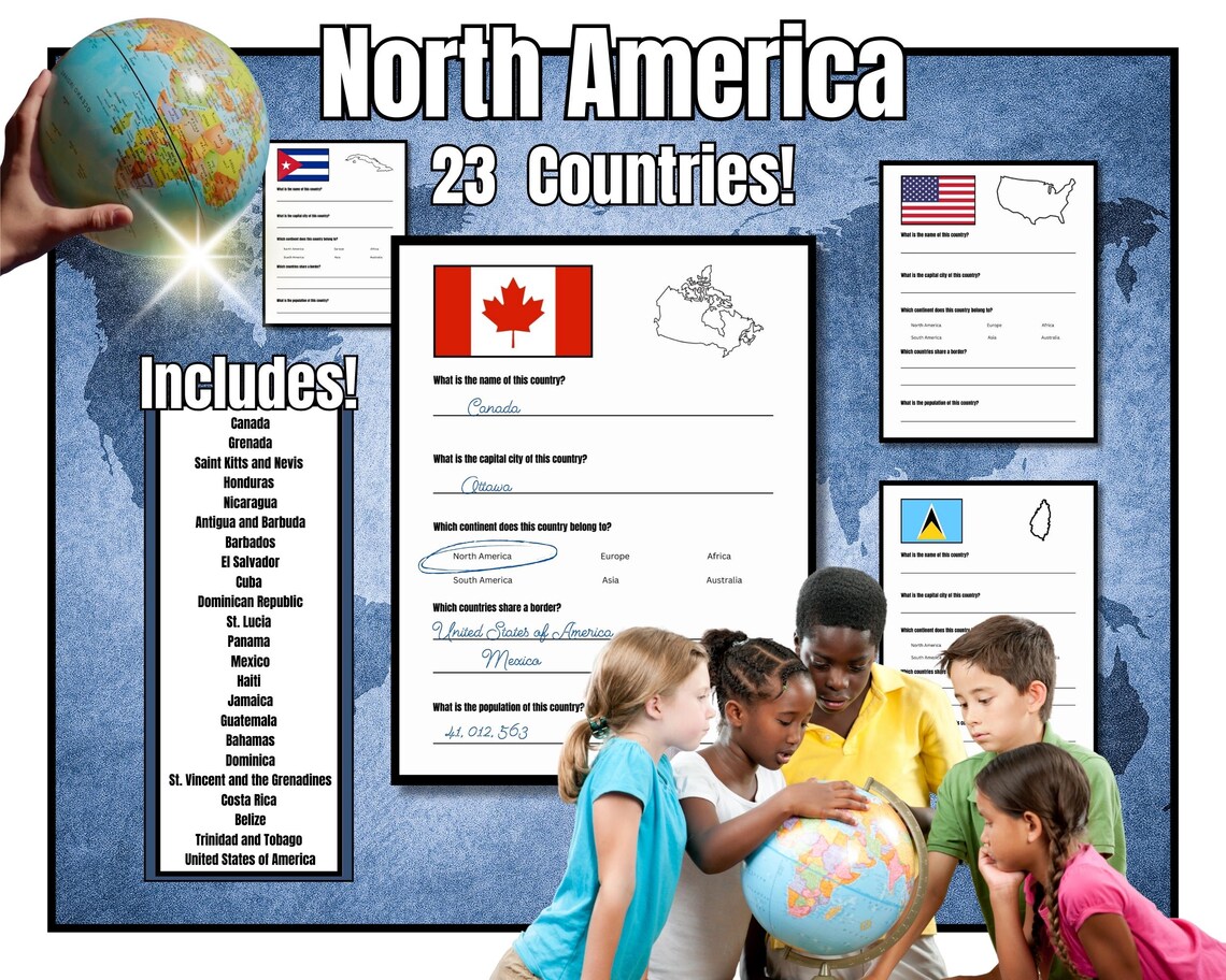 Countries of the World Unit Study/ Printable Geography Worksheets for ...