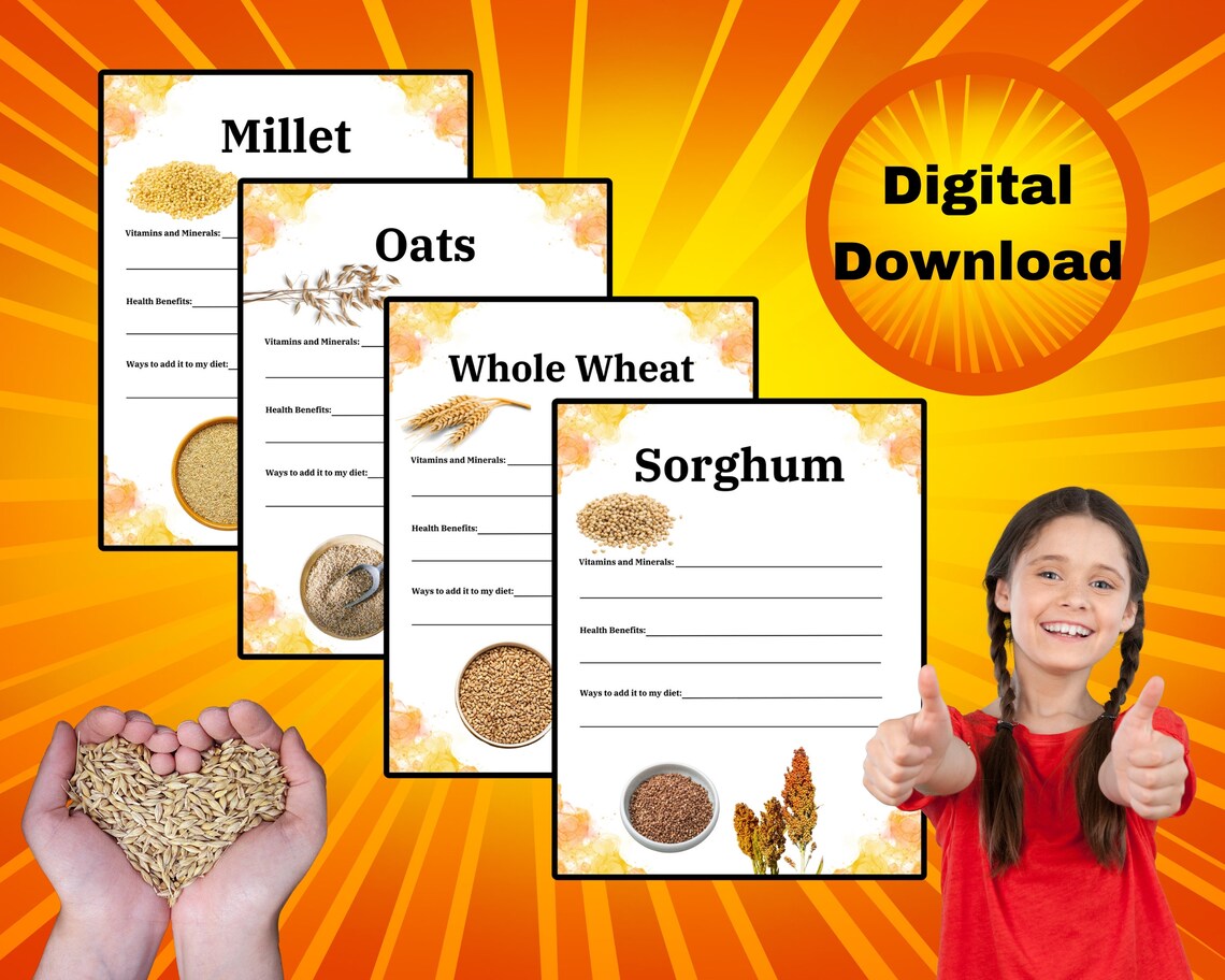 Whole Grain Unit Study, Healthy Food Worksheets Grade 1-8, Healthy Kids ...