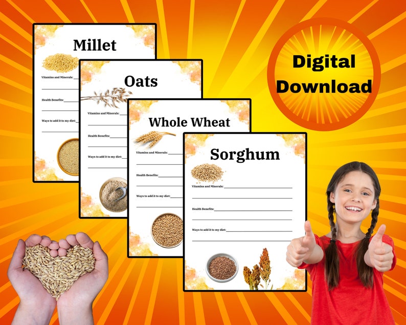 Whole Grain Unit Study, Healthy Food Worksheets Grade 1-8, Healthy Kids ...