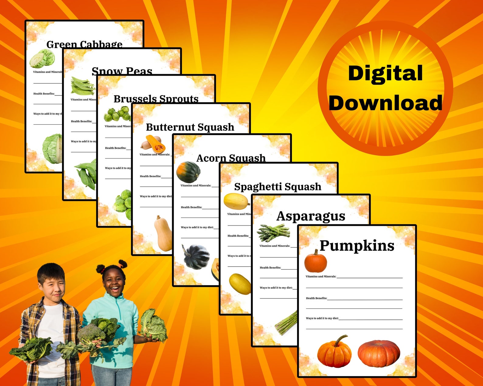 Vegetable Unit Study. 70 Different Vegetable Worksheets for Grades 1-6 ...