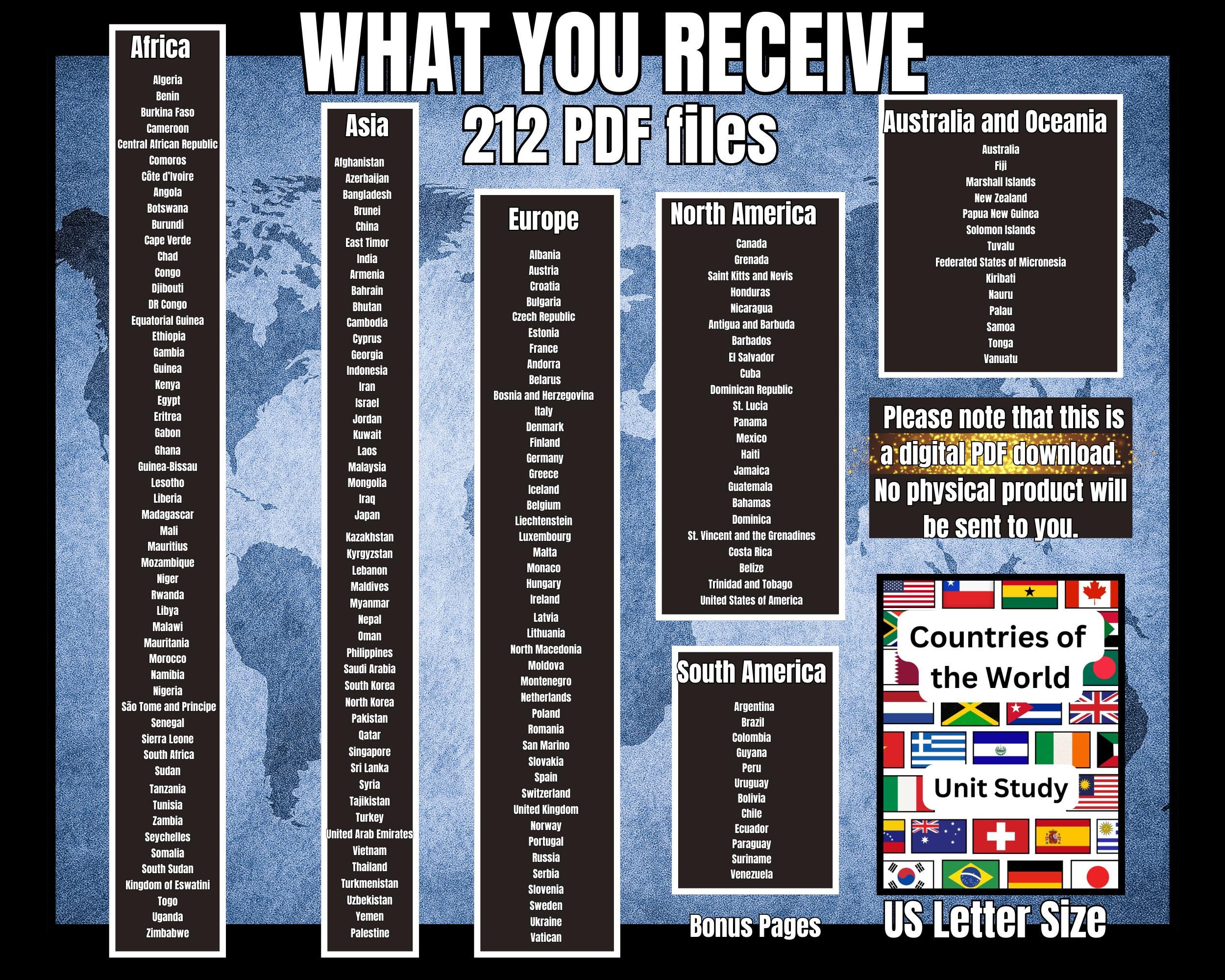 Countries of the World Unit Study/ Printable Geography Worksheets for ...