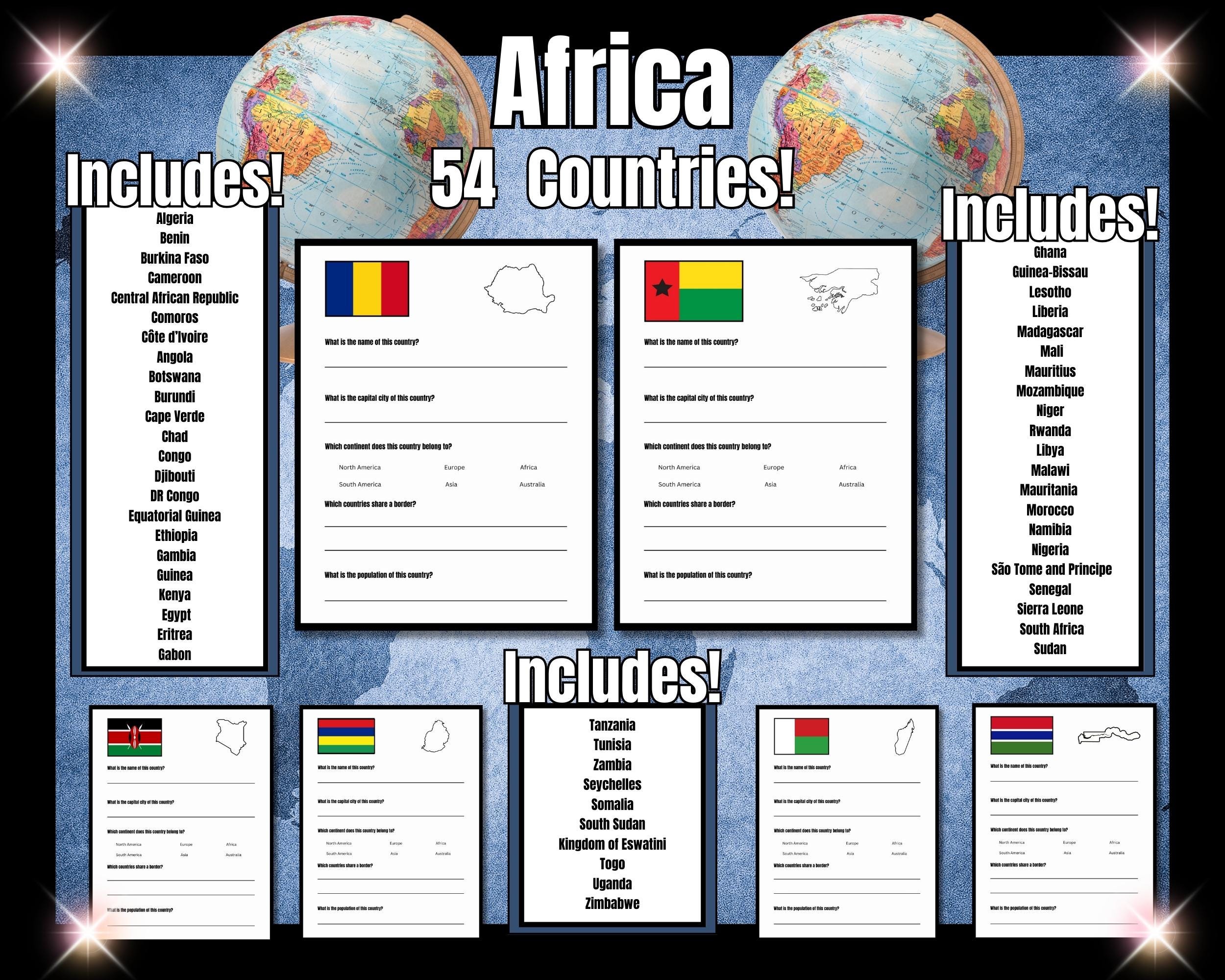 Countries of the World Unit Study/ Printable Geography Worksheets for ...