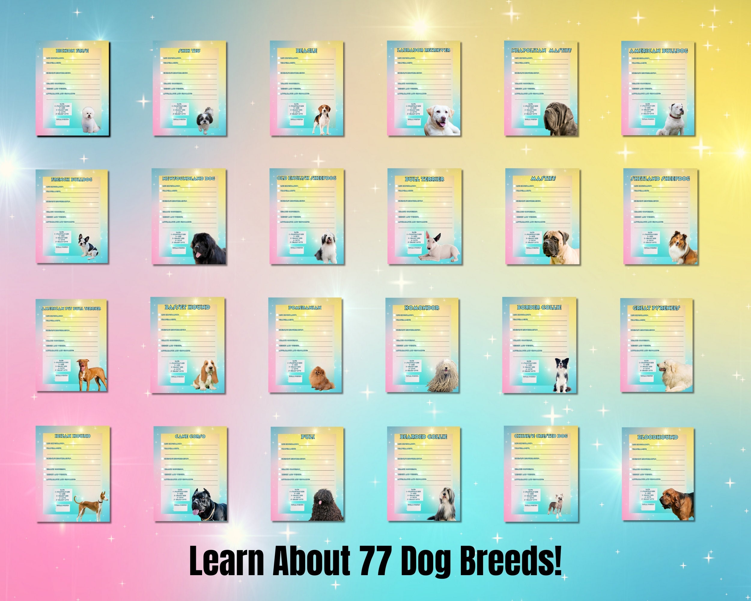 Dog Unit Study, Worksheets on 77 Dog Breeds. Learn About Each Breed and ...