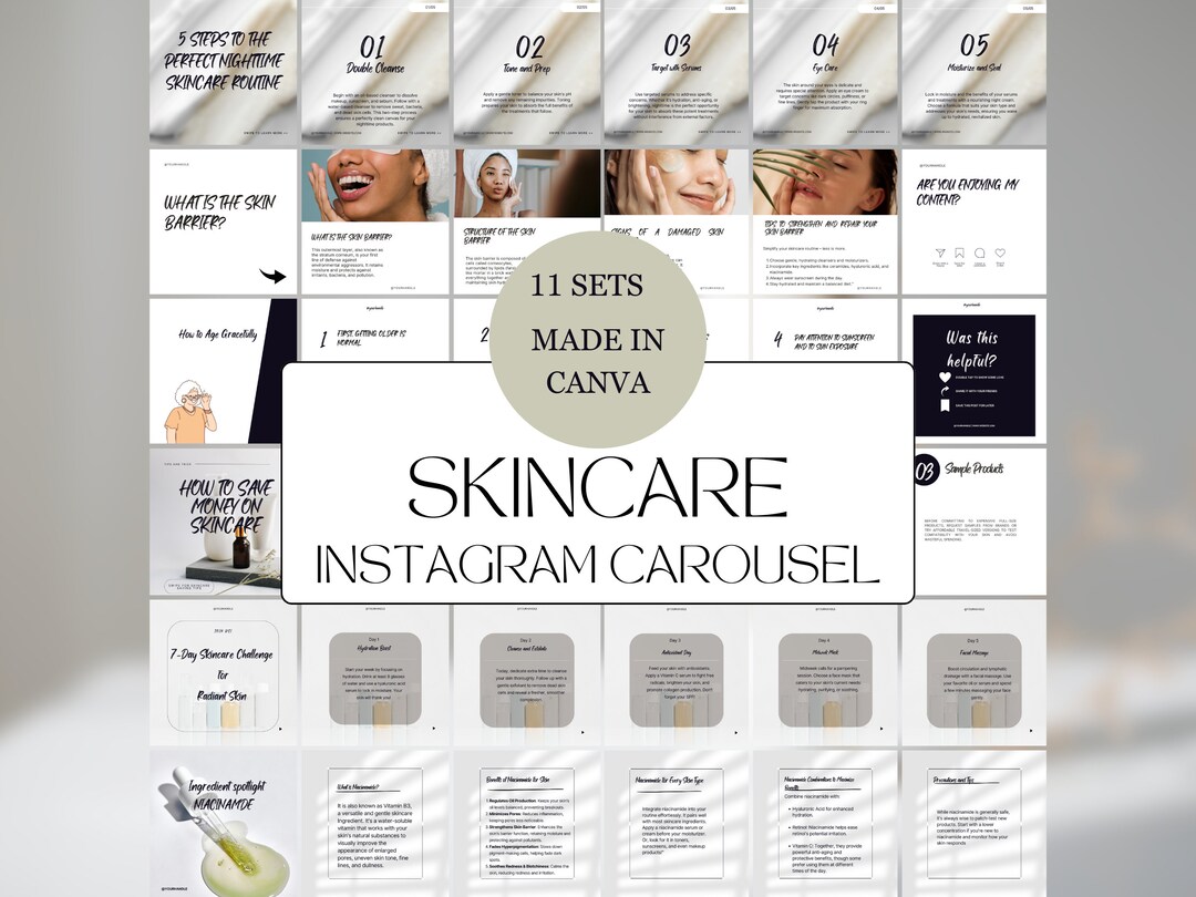 Skincare Instagram Carousel Templates: Esthetician Social Media (canva ...