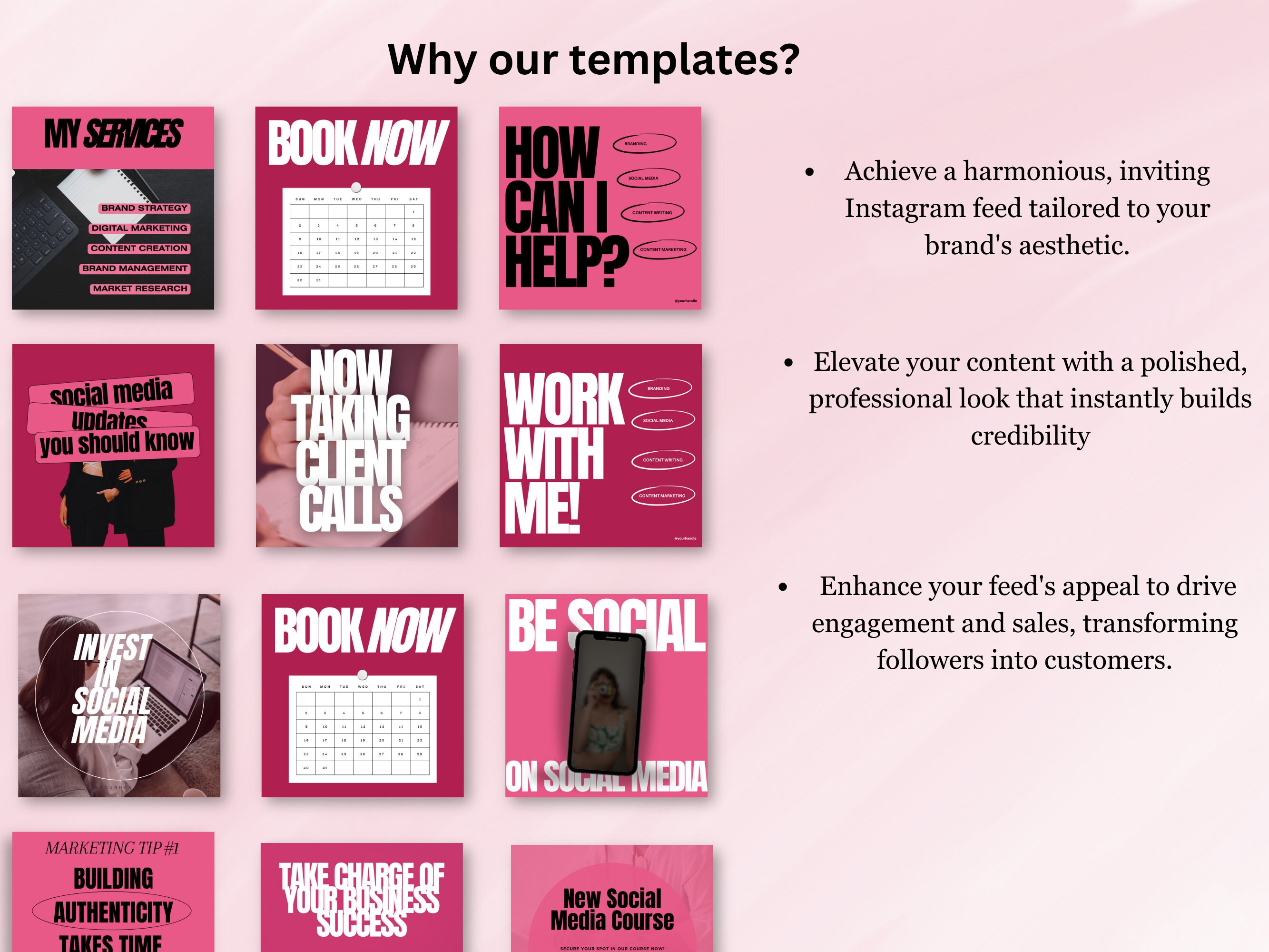 100 Instagram Templates for Social Media Manager| Marketing Template ...