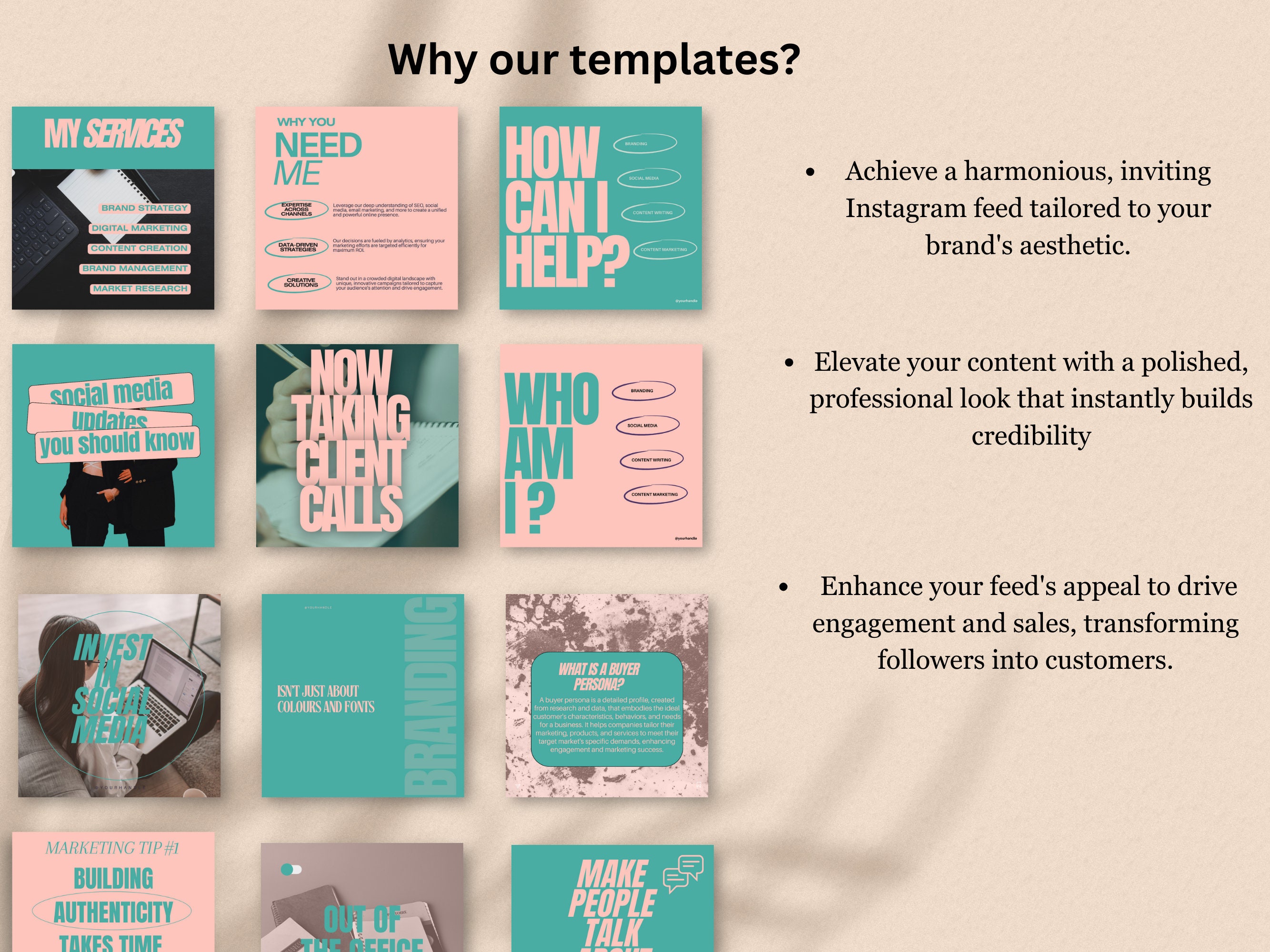 80 Instagram Templates for Social Media Manager Marketing Templates ...