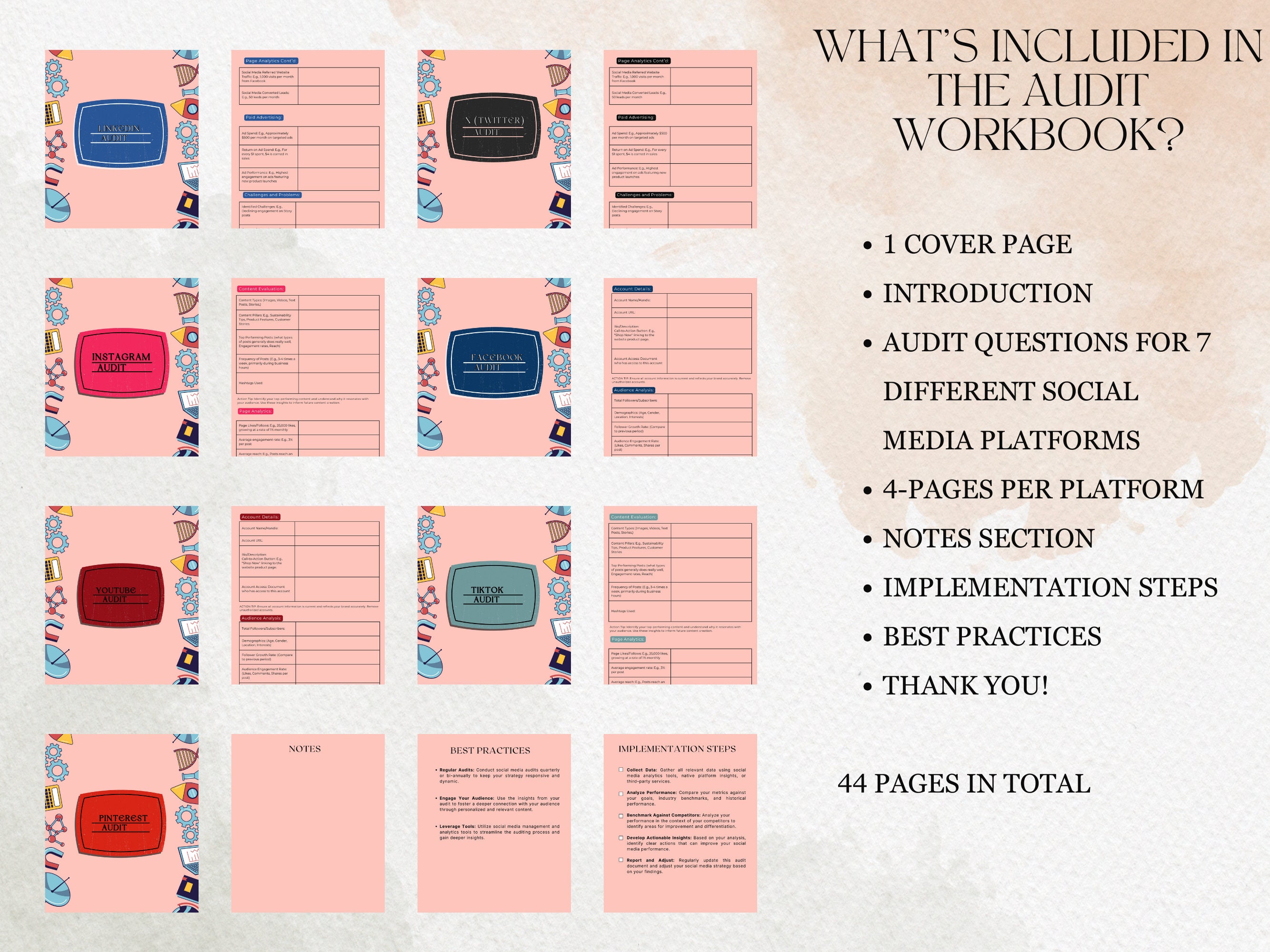 Editable Social Media Audit Template Aesthetic Social Media Audit ...