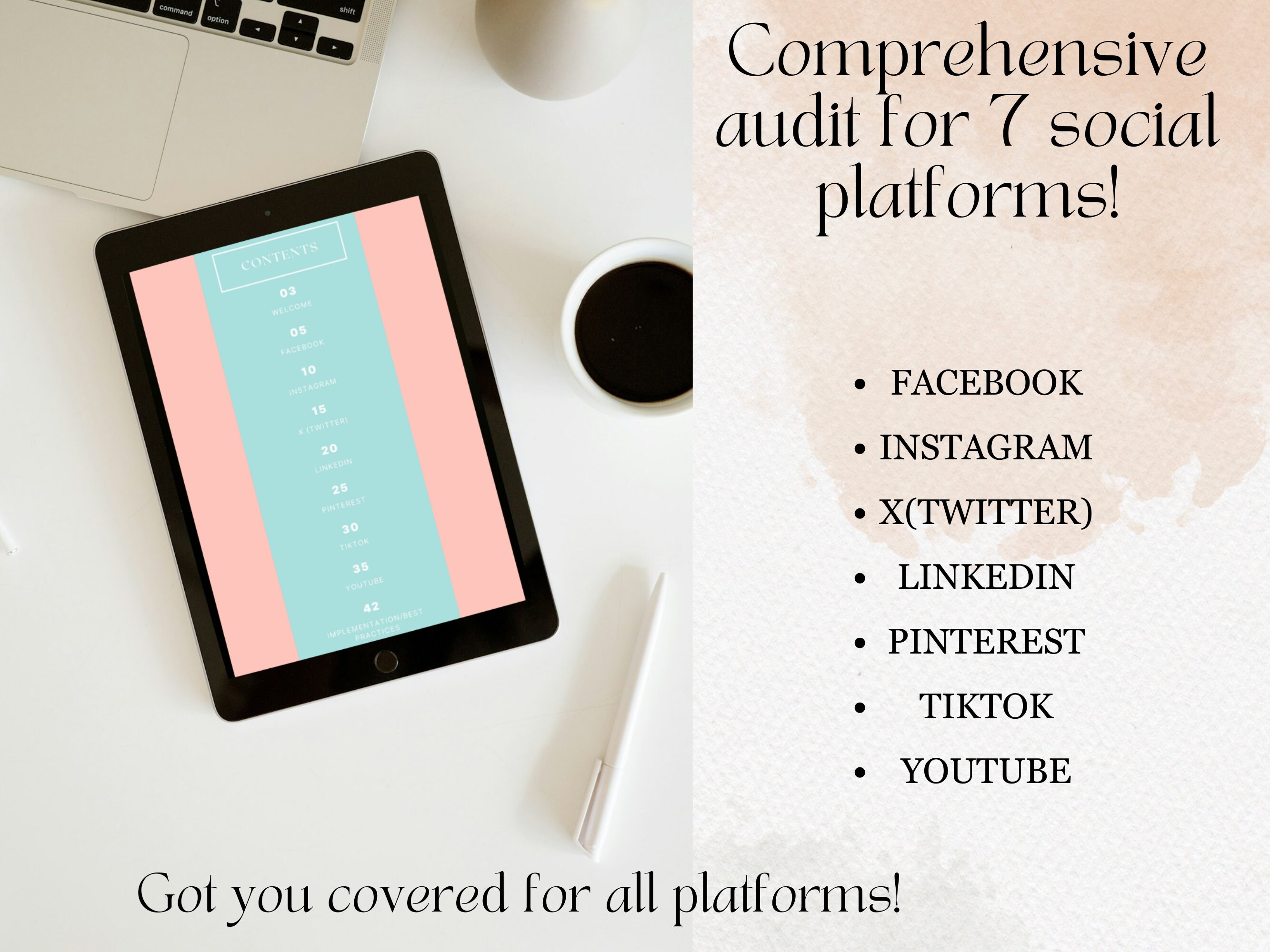 Editable Social Media Audit Template Aesthetic Social Media Audit ...