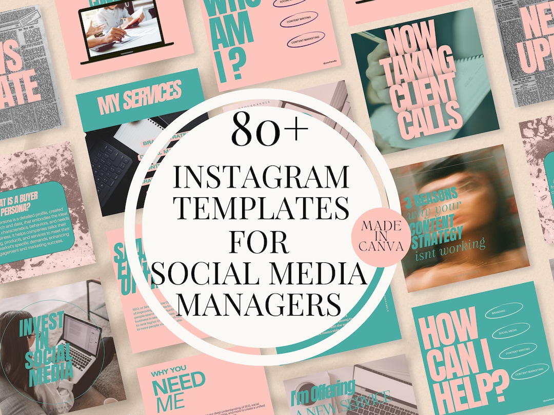 80 Instagram Templates for Social Media Manager| Marketing Templates ...