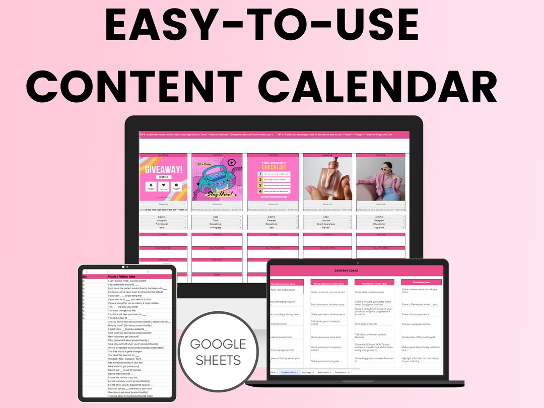 Social Media Content Calendar| Social Media Planner| Digital Content ...