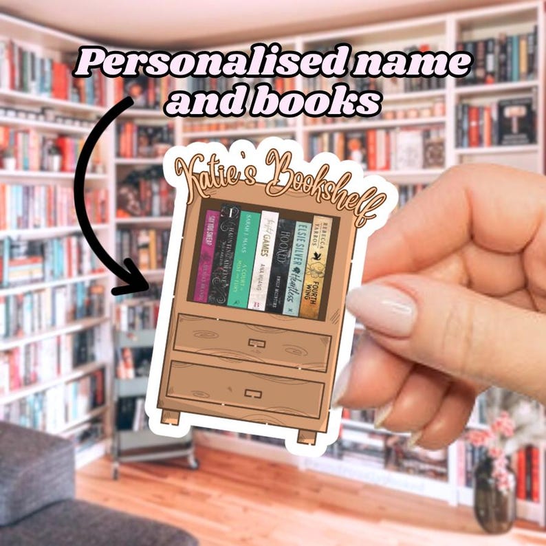 Custom Book Stack Sticker, Customised Book Sticker, Personalised Name ...