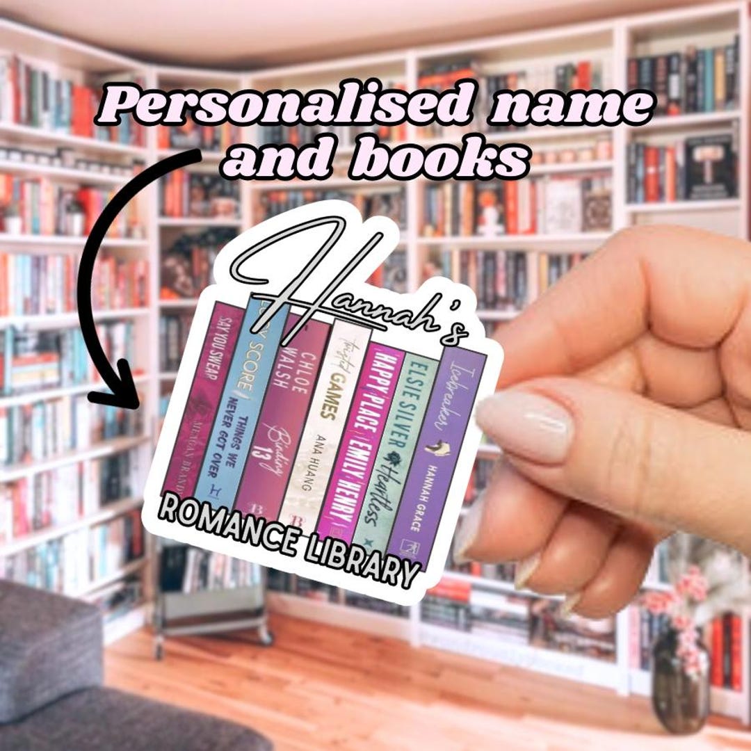 Custom Romance Sticker, Customised Book Stack Sticker, Personalised Name Bookish Sticker, Custom ...