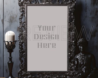 Single Gothic Style Black Frame Mockup, Gothic Digital Mockup, Framed ...