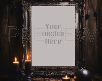 Single Gothic Style Black Frame Mockup, Gothic Digital Mockup, Framed ...