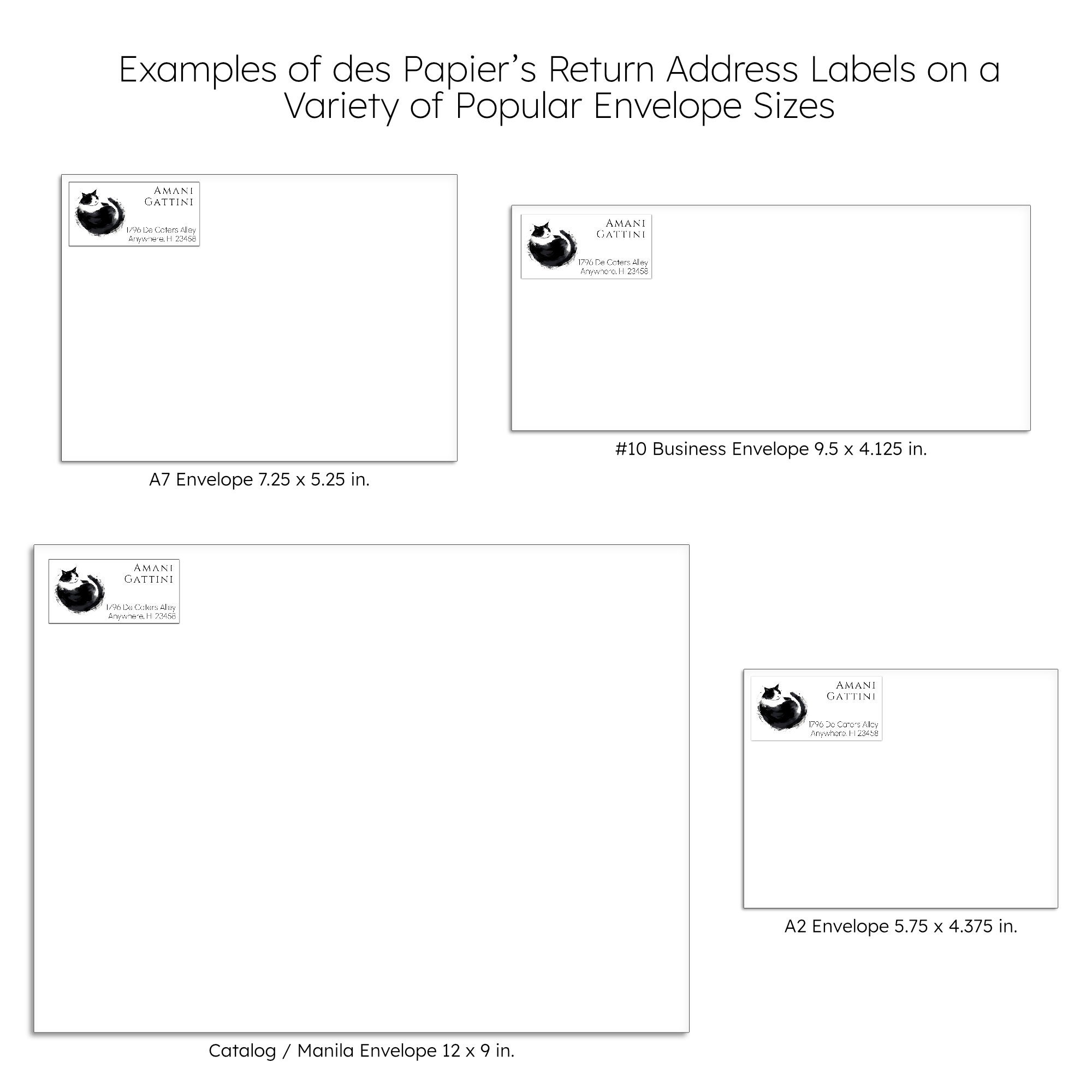 40 Zen Artwork of Black & White Tuxedo Cat Sleeping Personalized Return ...