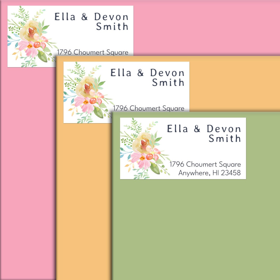 Watercolor Floral Art on Personalized Return Address Labels Mailing ...