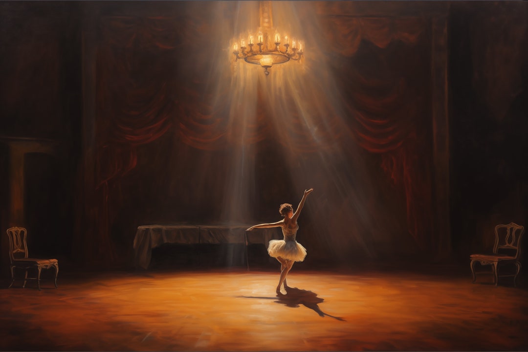 Ballet Dancer on Stage Impressionist Oil Painting DIGITAL ART PRINT ...