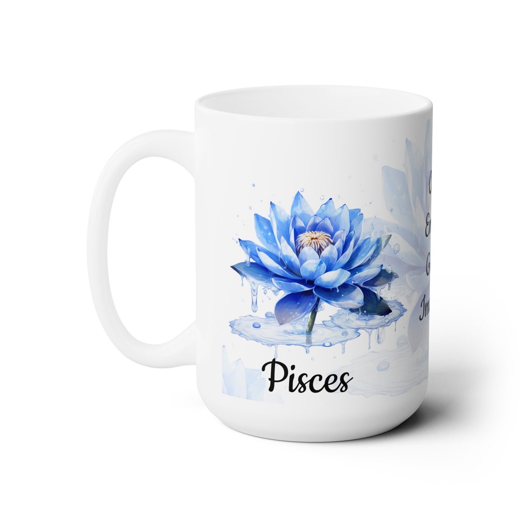 Pisces Zodiac Ceramic Mug, Personality Traits With Flower Design ...