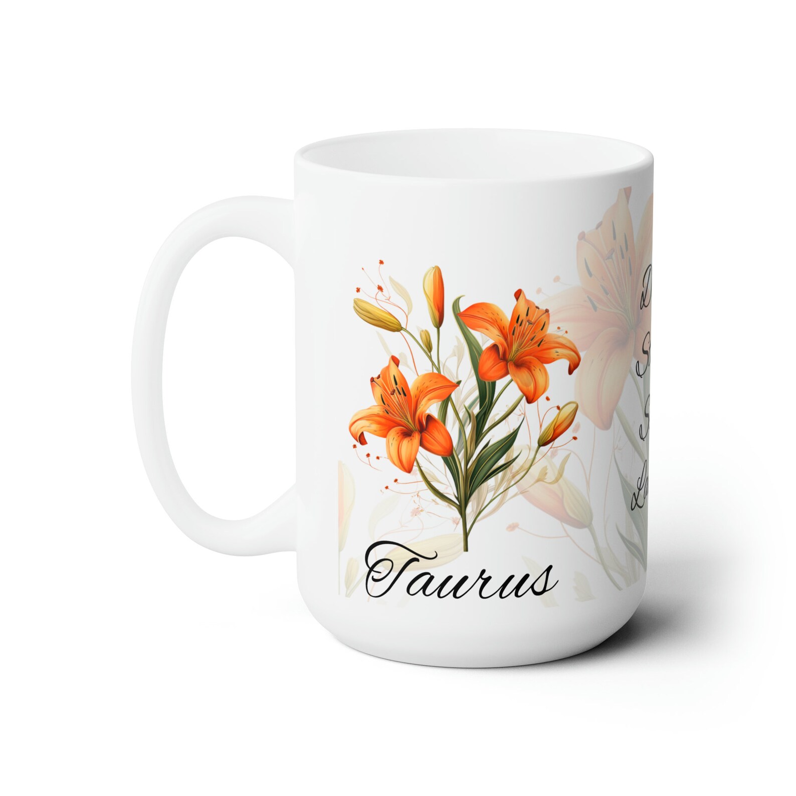 Taurus Zodiac Ceramic Mug, Personality Traits With Flower Design ...