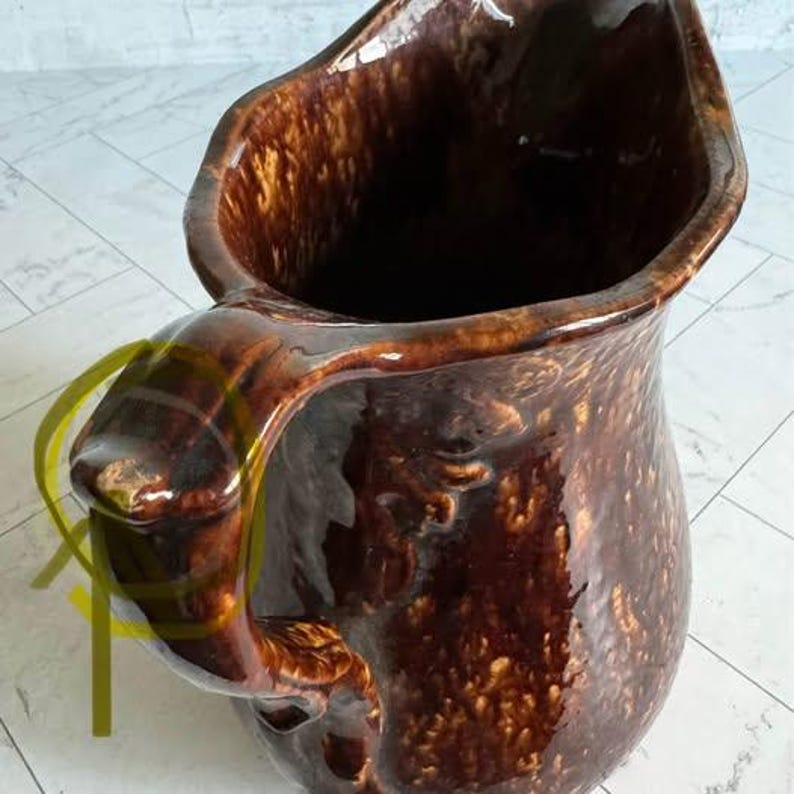 2 Antique Rockingham Glaze Yellow Ware Pieces - Large Pitcher & Bowl ...