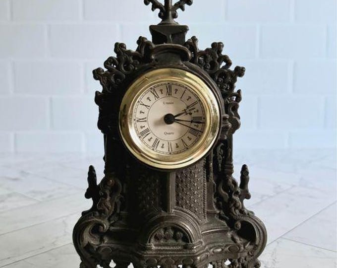 Vintage Bronze Uranio Quartz Mantle Fireplace Clock- Rococo Style ...