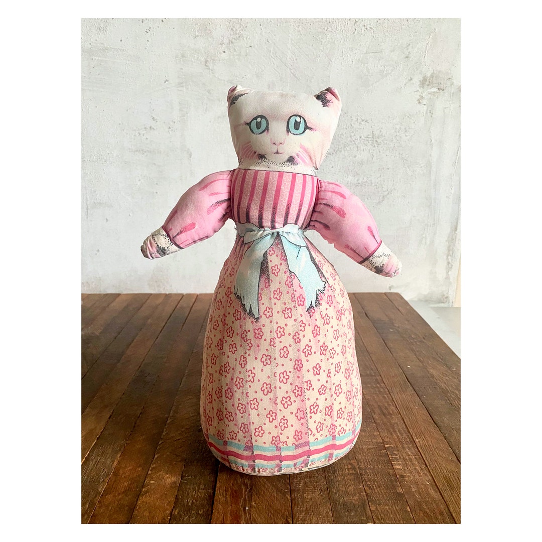 Vintage 1970s Victorian Revival Cat Stuffed Animal by the Toy Works - Etsy