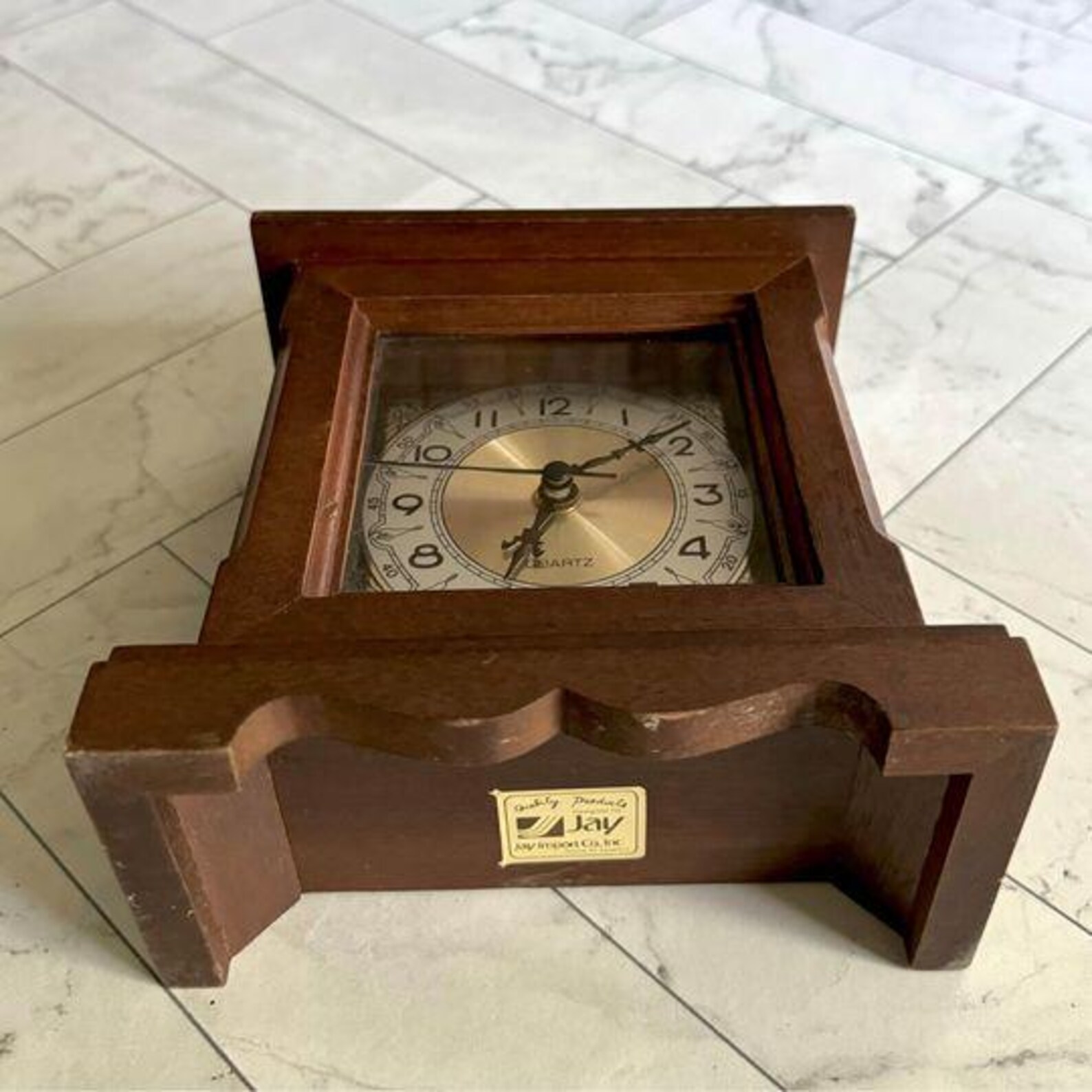 Vintage Wood Mantle Clock 70s Quartz Battery Operated Works Farmhouse ...