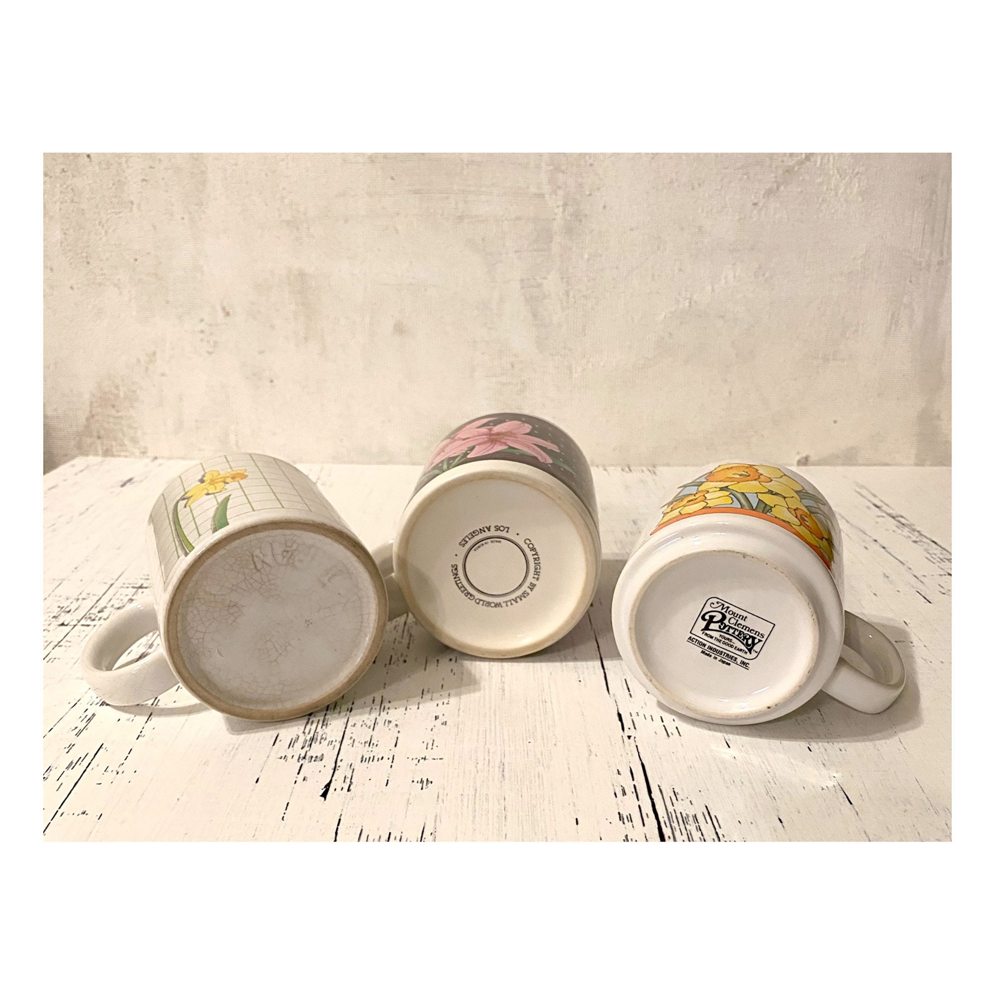 80s Cup Bundle 3 Flower Motif Coffee Cups - Etsy