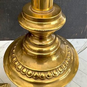 2 Matching Large Mid Century Brass Neoclassical Style Trophy Urn Table ...