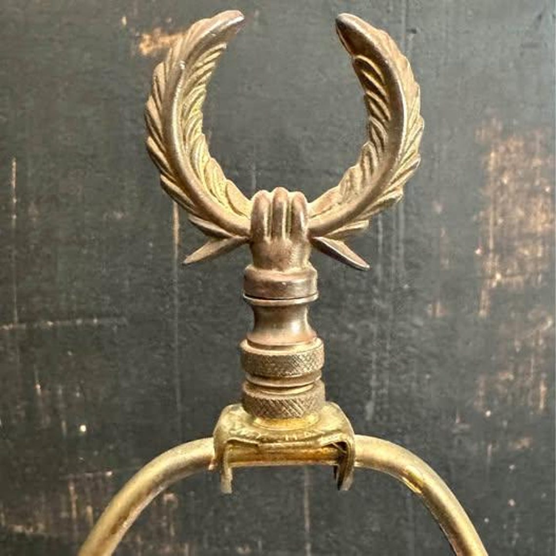 2 Matching Large Mid Century Brass Neoclassical Style Trophy Urn Table ...