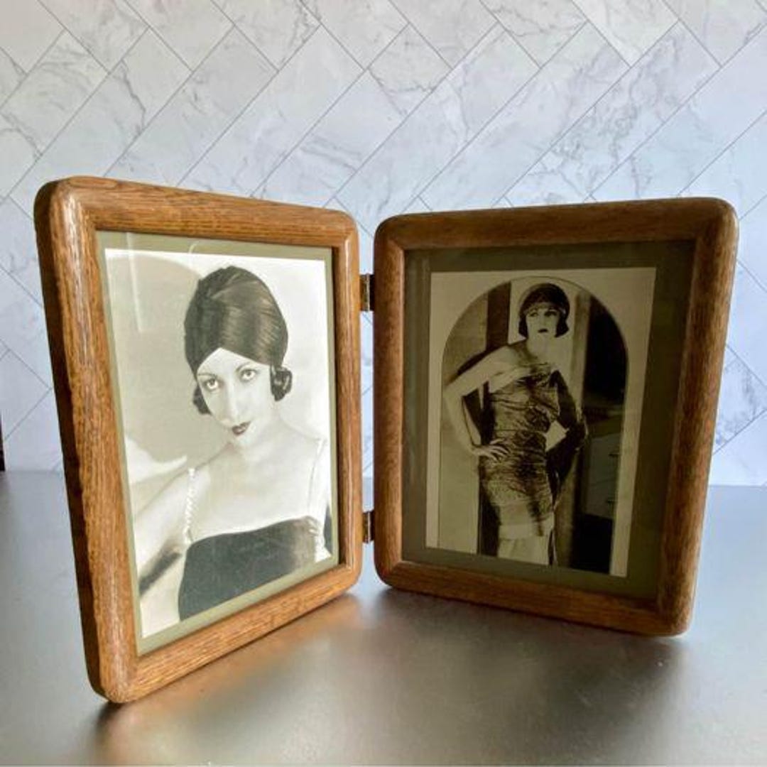 Vintage Round Edge Oak Locket Picture Frame Holds 2 8x10 Photo 70s 80s ...