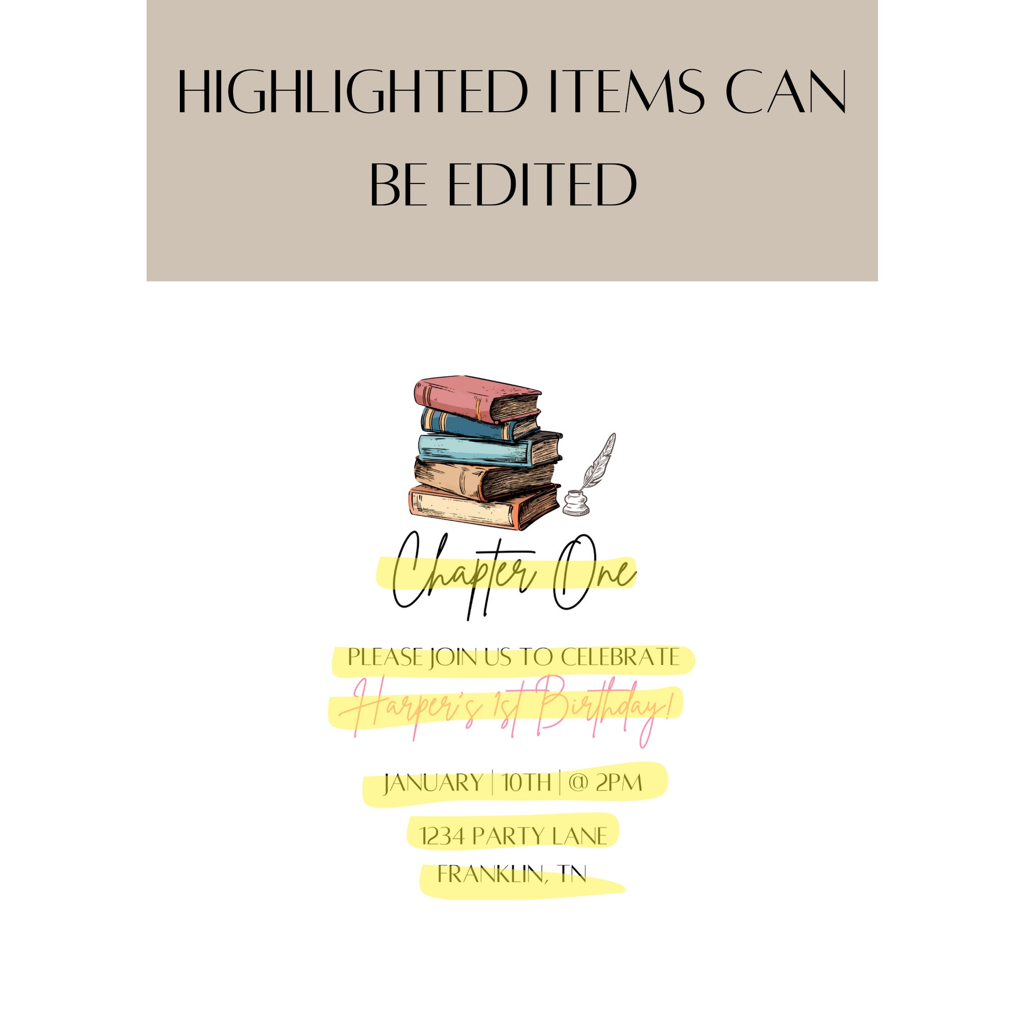 Editable Chapter One Birthday Invitation Template, Book Birthday ...