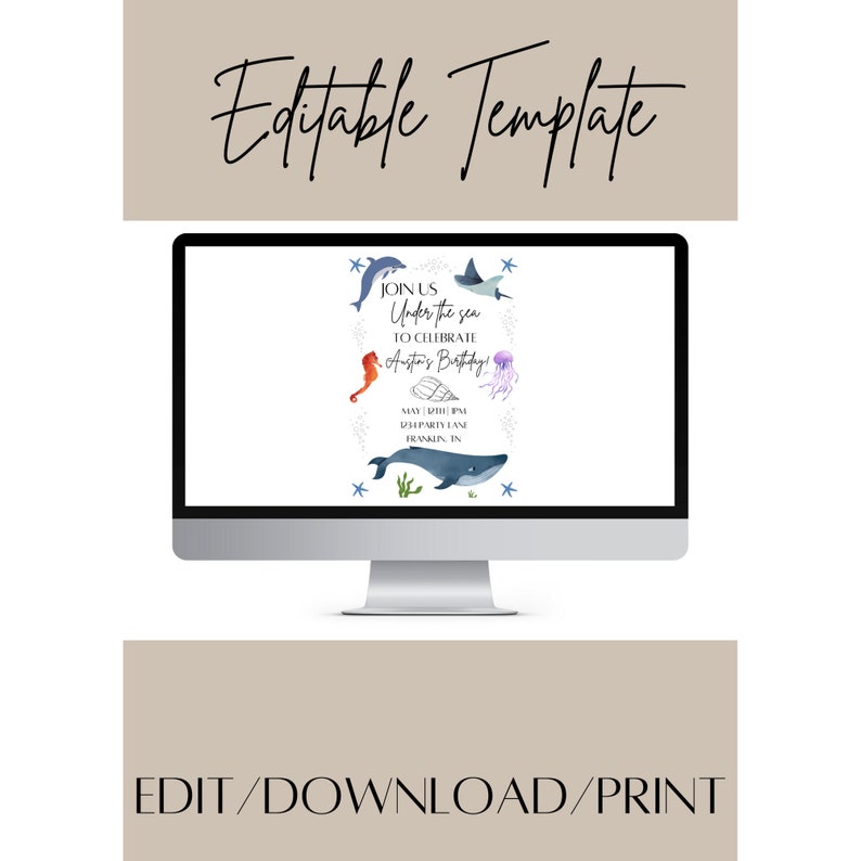 Editable Under the Sea Birthday Invitation Template, Digital Download ...
