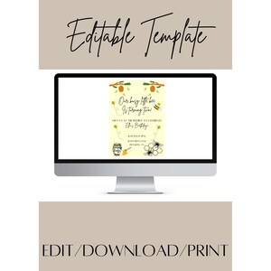 Editable Busy Little Bee Birthday Invitation Template, Digital Download ...