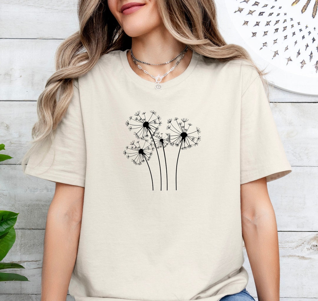 Wildflower Shirt, Flower Shirts, Botanical Floral Tshirt, Dandelion Tshirt,minimalist Flower ...