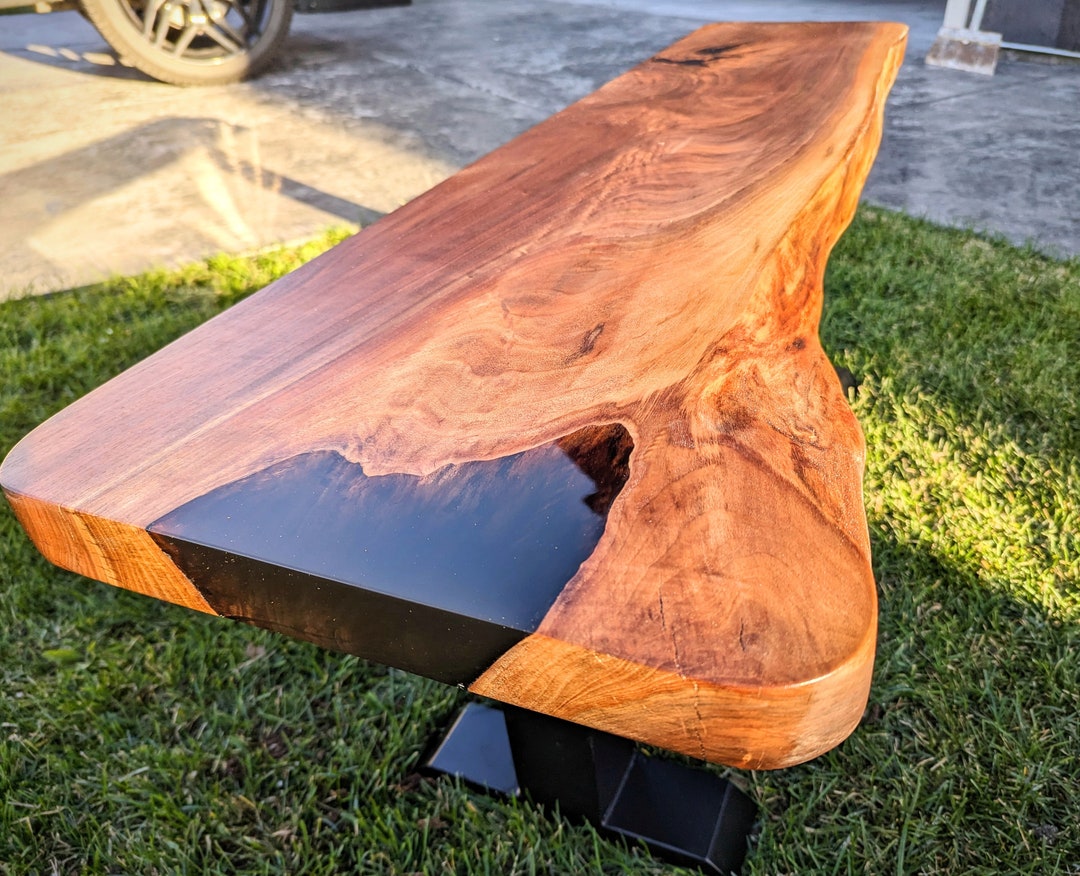 Entry Bench / Epoxy and Black Walnut Bench - Etsy