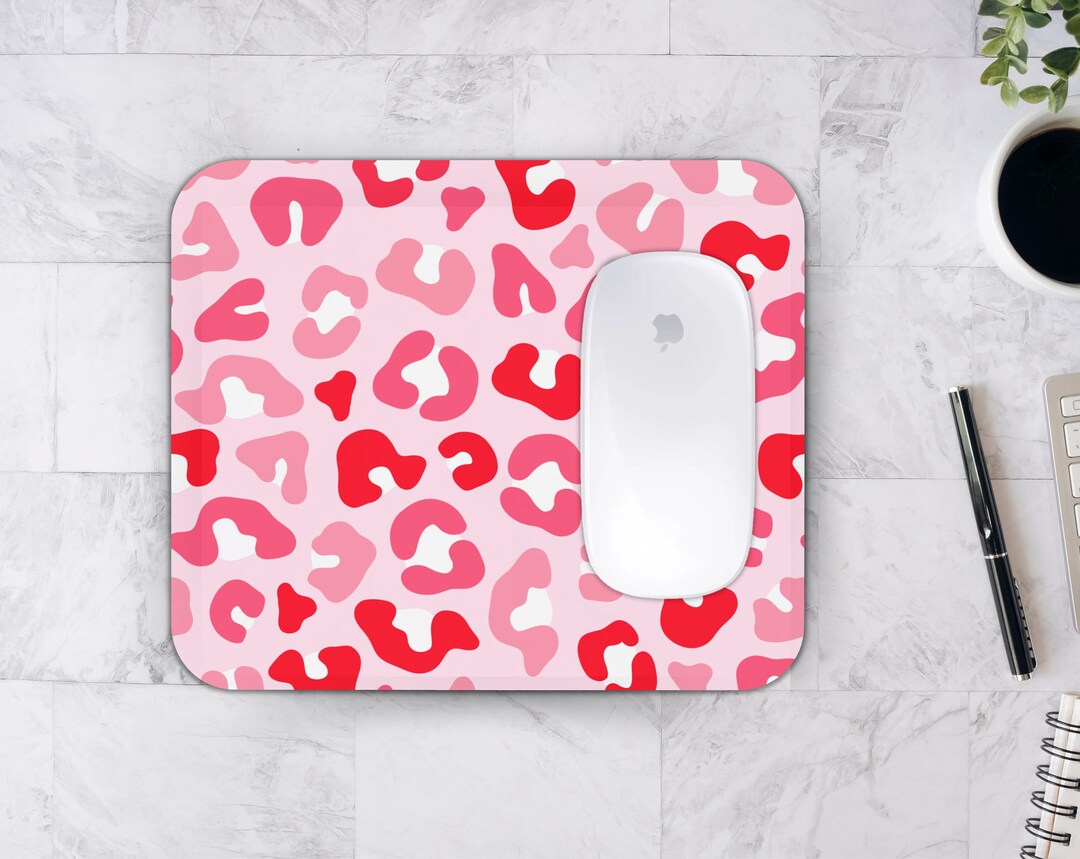 Pink Leopard Mouse Pad, Cheetah, Desk Accessory, Work From Home, Office ...