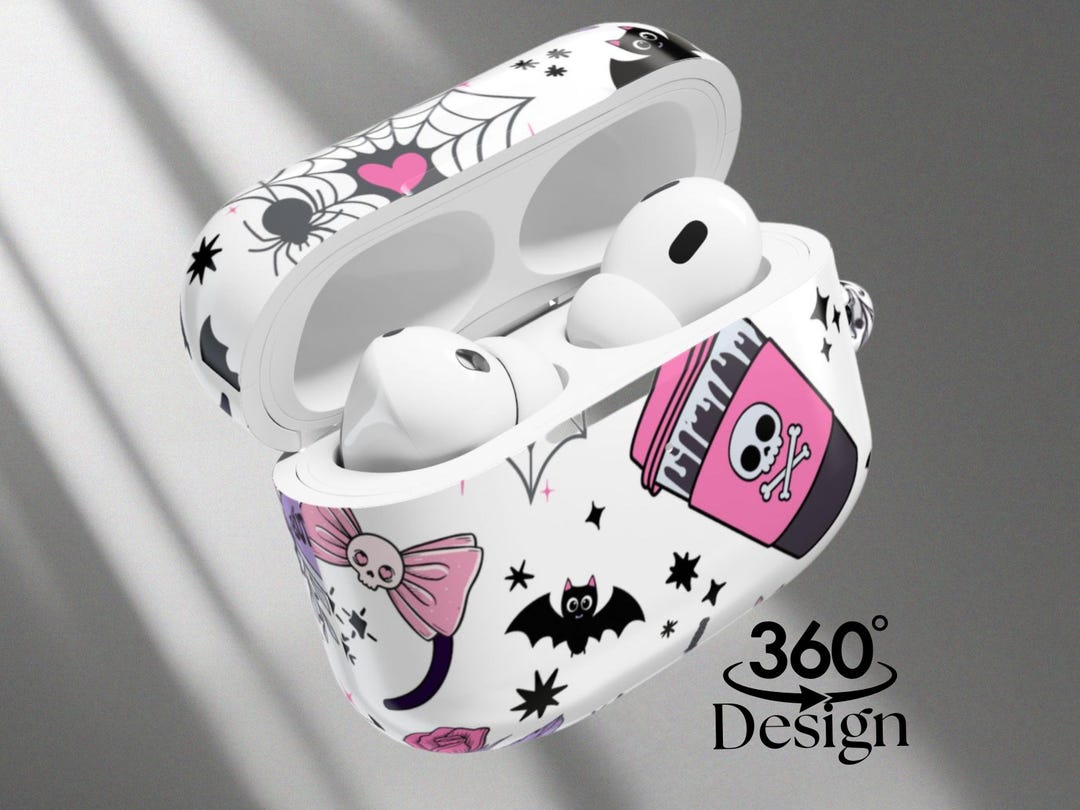 Gothic AirPod Case - Cute Skull & Bat Design, Halloween Gift, Trendy ...