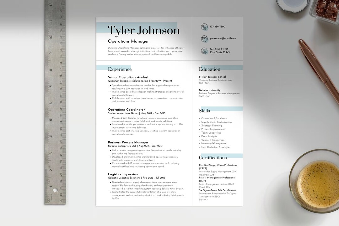 Modern Elegance Resume Template - Professional CV Design With Light ...