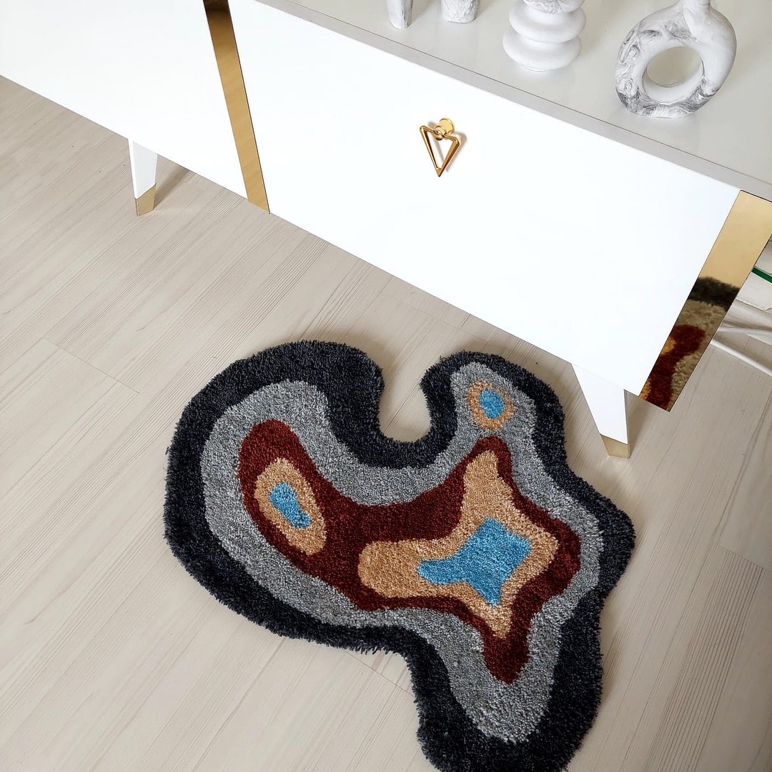 Abstract Rug, Irregular Amoeba Shaped Rug, Tufted Rug, Living Room Rug ...