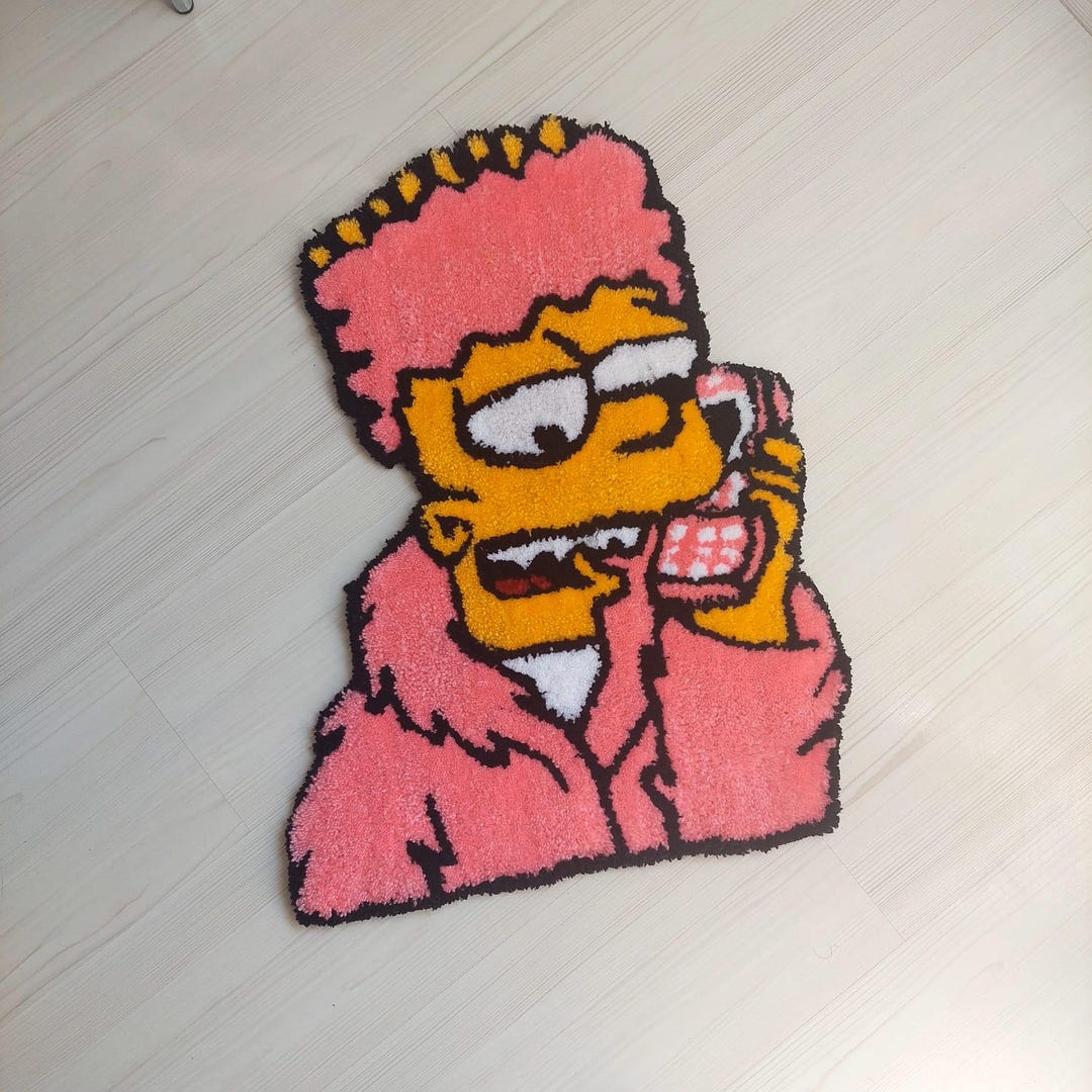Bart Tufted, Simpsons Rug, Movie Rug, Pink Rug, Cartoon Character Rug ...
