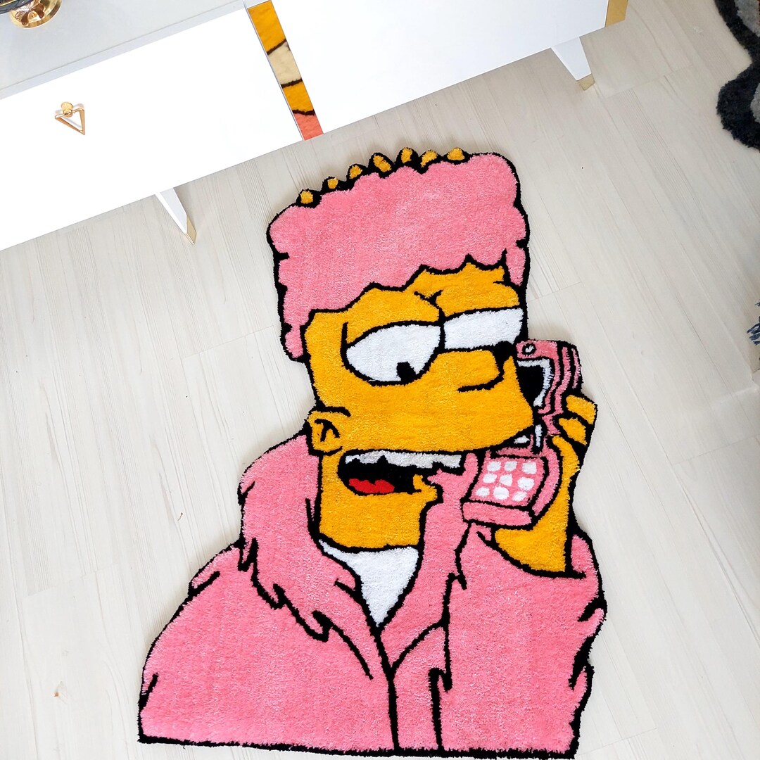 Bart Tufted, Simpsons Rug, Movie Rug, Pink Rug, Cartoon Character Rug ...